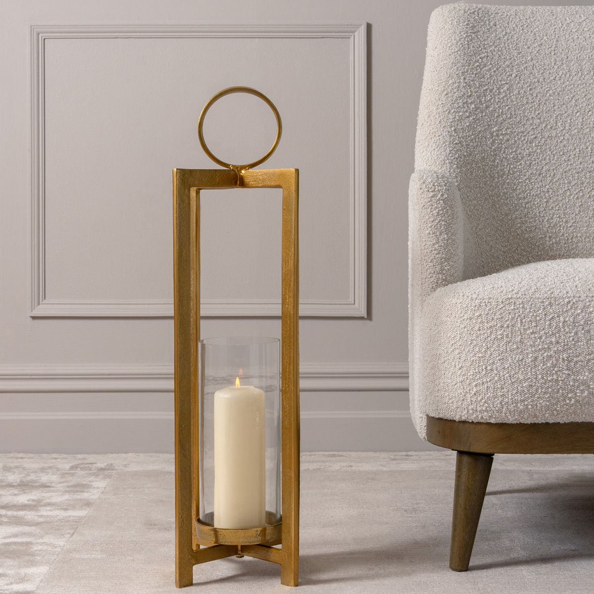 Thorpe Gold Hurricane with Glass - Large | Meadows & Byrne