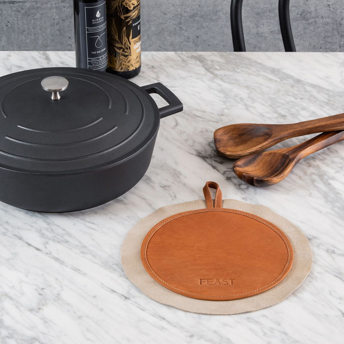 Tan Leather Pot Rest | Meadows & Byrne