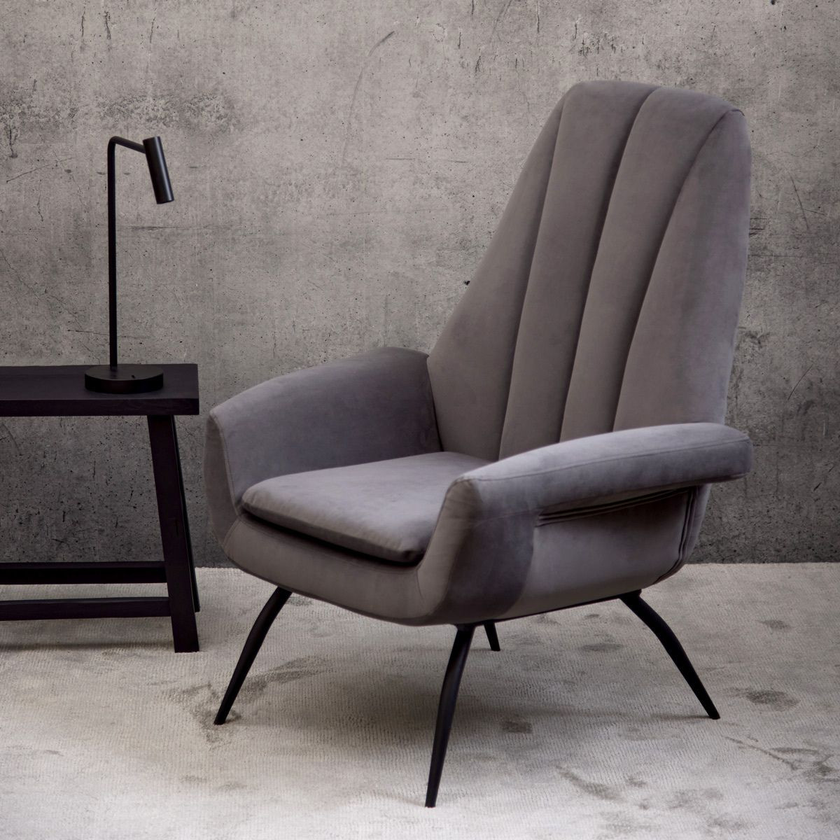 Bibi Charcoal Velvet Lounge Chair | Meadows & Byrne