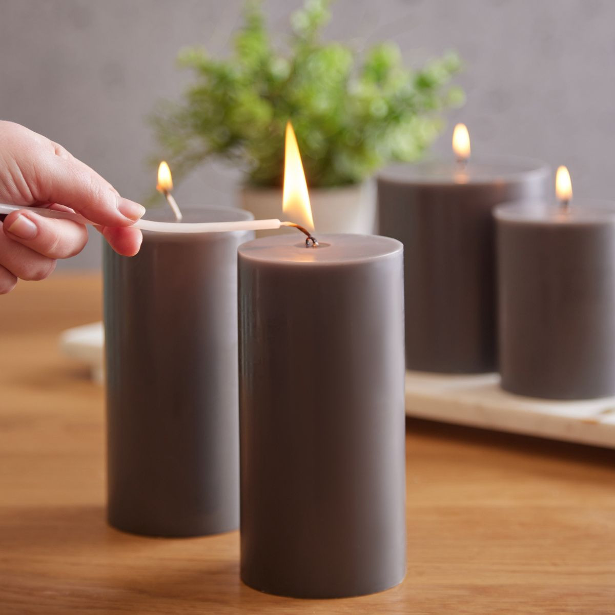 Dark Wood Candle Large - Set of 2