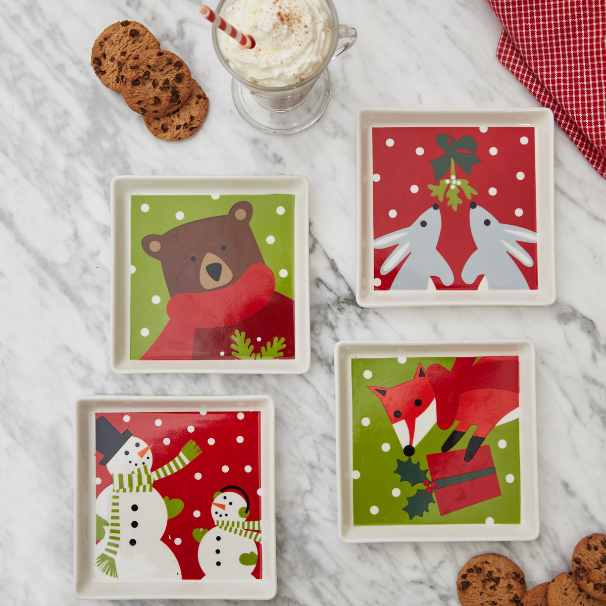 Snow Scene Cocktail Plates - Set of 4 | Meadows & Byrne