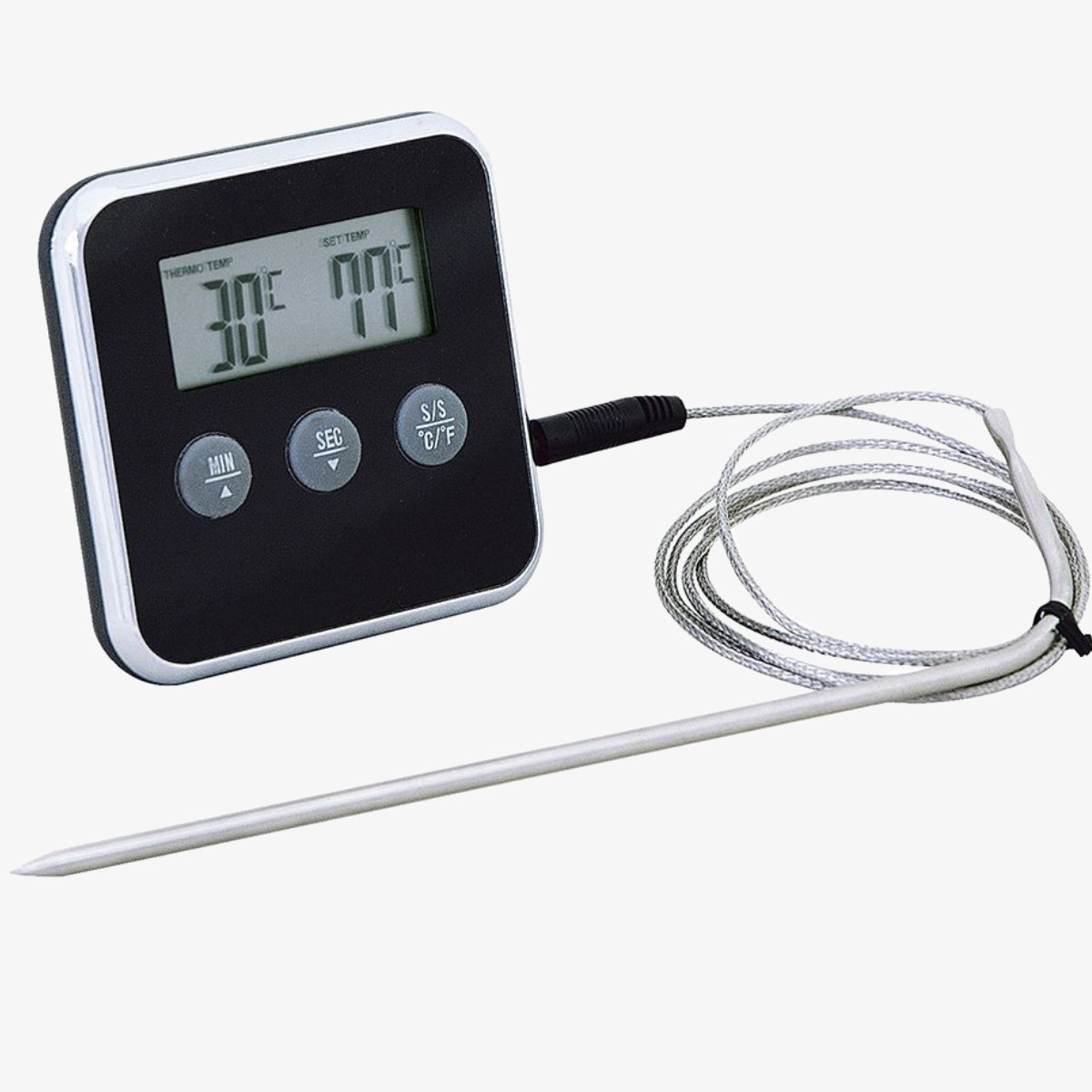 Digital Kitchen Timer W/Meat Thermometer Probe │Meadows & Byrne