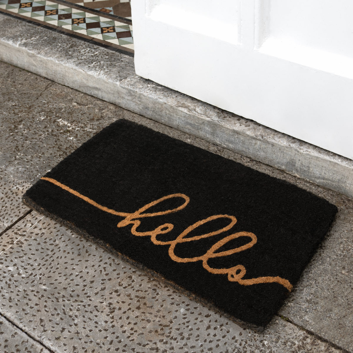 Hello Door Mat - Black | Meadows & Byrne