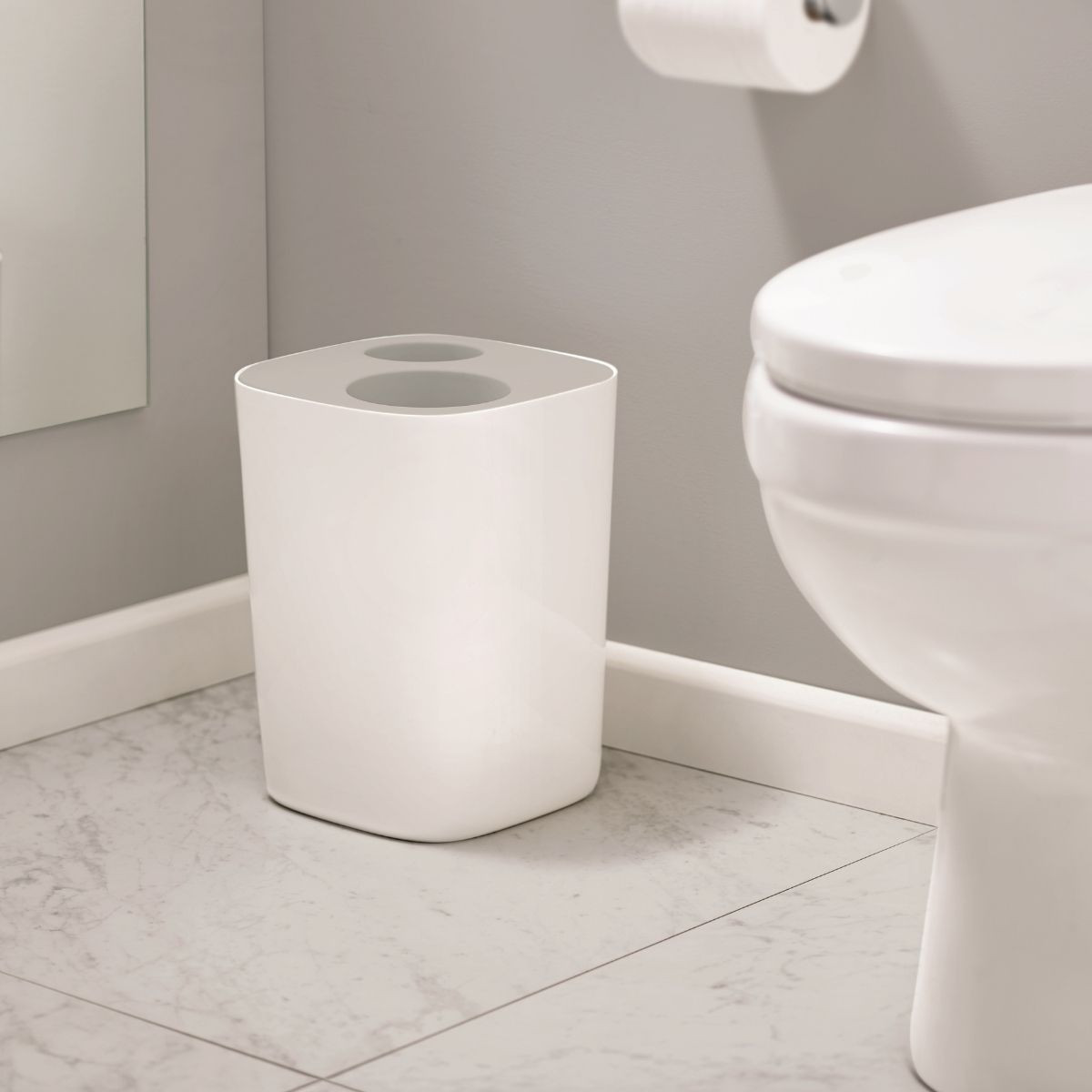 Split Bathroom Waste Separation Bin - Grey