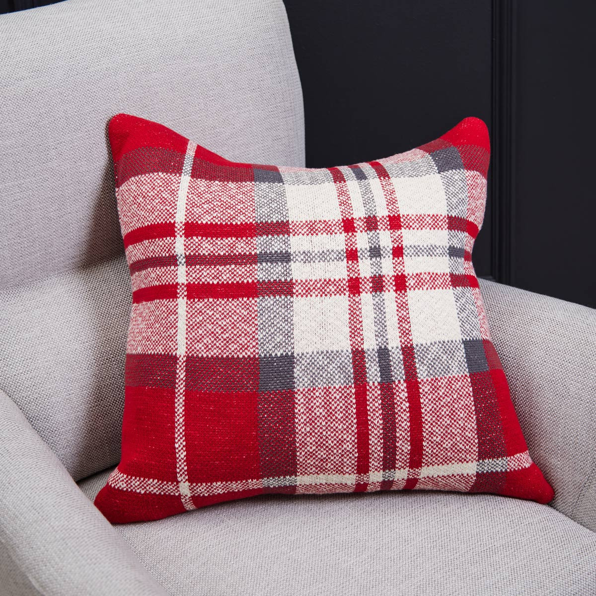 Christmas Red Check Cushion | Meadows & Byrne