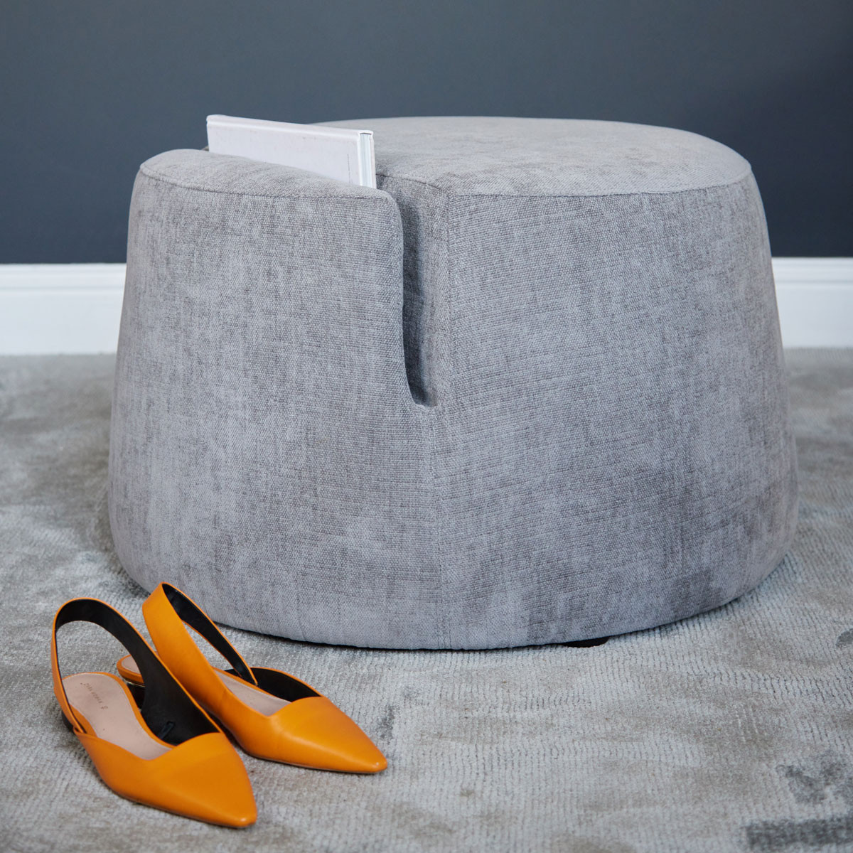 Magazine Round Ottoman - Shale Grey | Meadows & Byrne