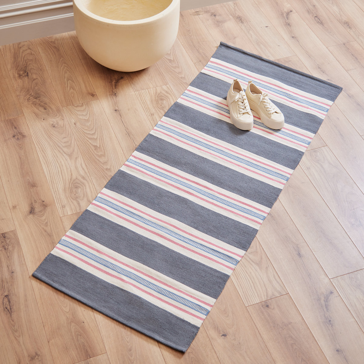 Rosima Grey & Pink Runner Rug | Meadows & Byrne