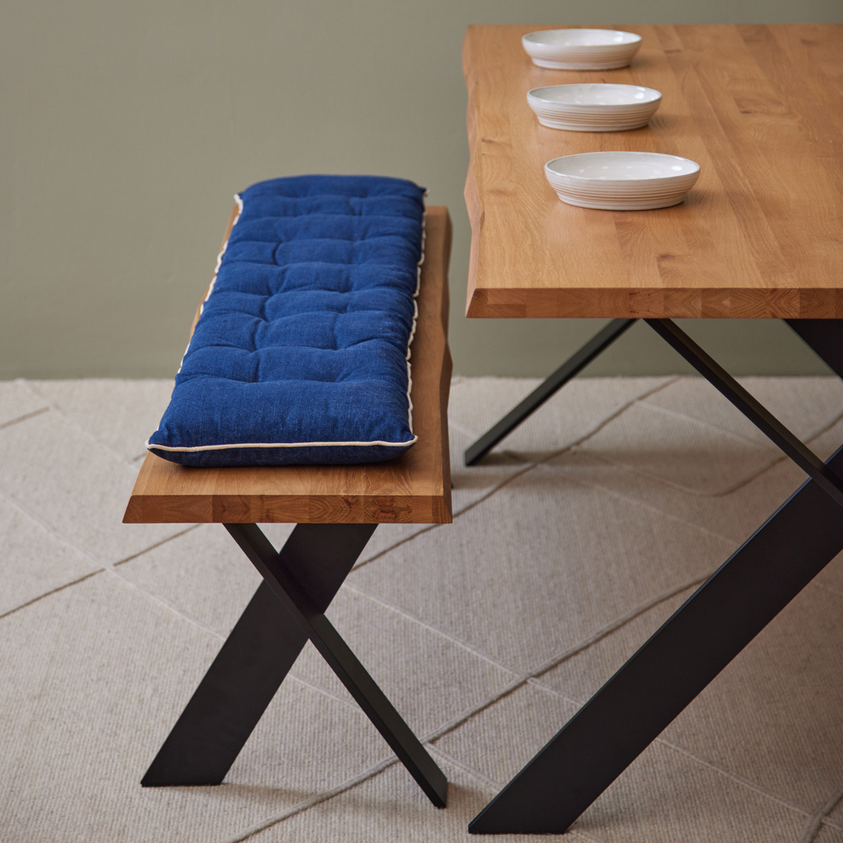 Double Sided Denim Bench Pad - Small | Meadows & Byrne