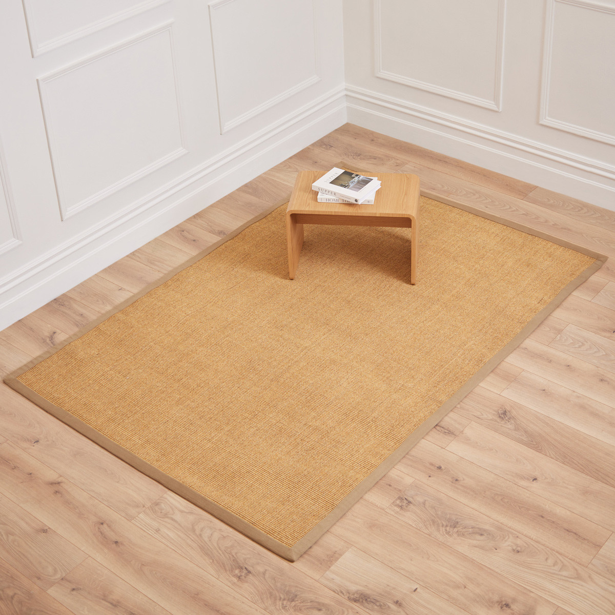 Camel Sisal Rug with Olive Border - Large | Meadows & Byrne