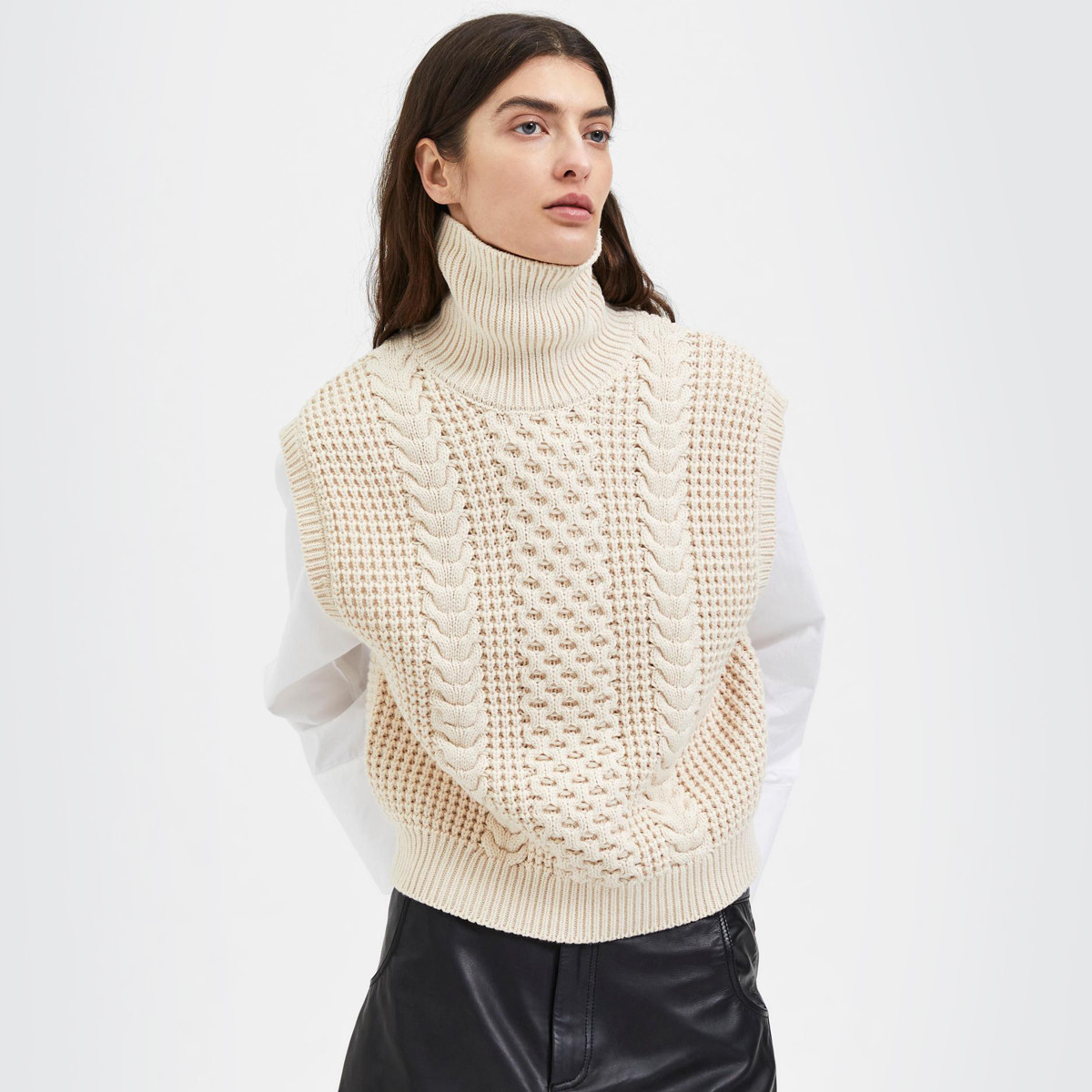 Birtha Rollneck Vest - Cream | Meadows & Byrne